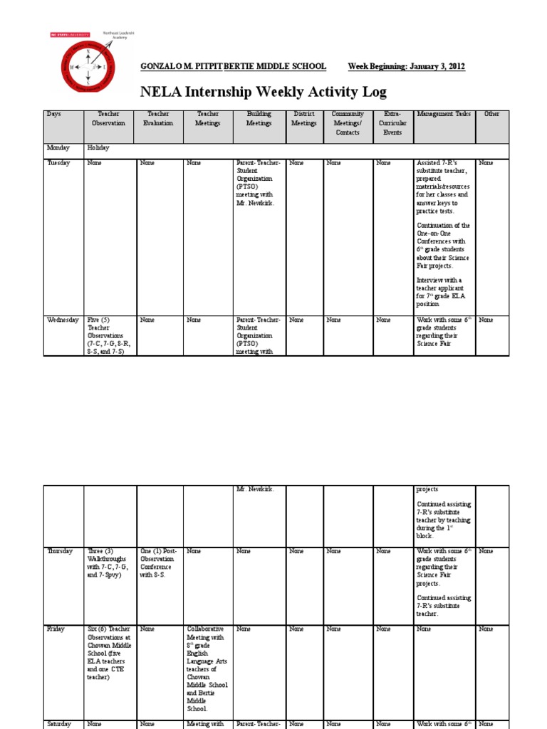 Jan3rd Pitpit Weekly Activity Log | PDF | Teaching | Teachers