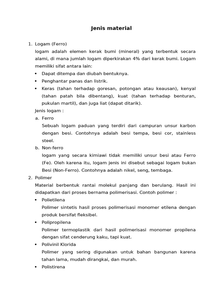 Rangkuman Materi UTS Semester 1 Ilmu Bahan | PDF