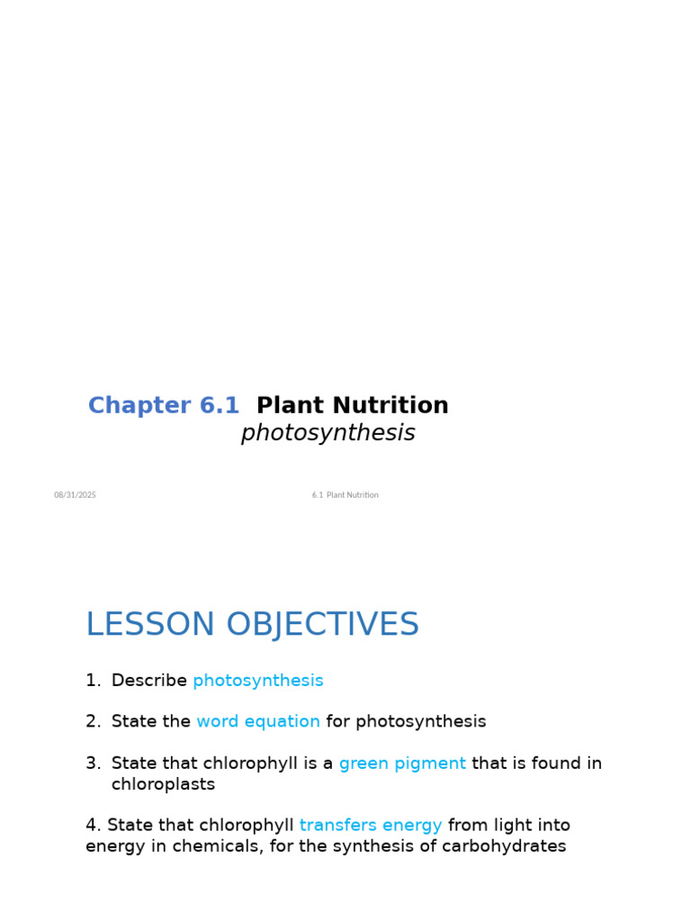 Chapter 6.1 Plant Nutrition | PDF | Photosynthesis | Nutrition