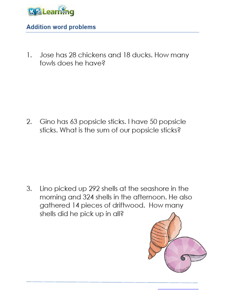 Grade 2 Addition Word Problems | PDF