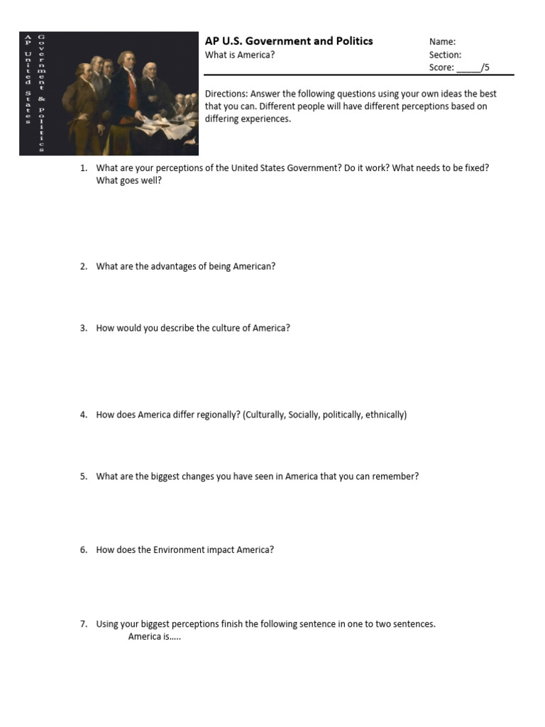What Is America (Day #1 Assignment) | PDF
