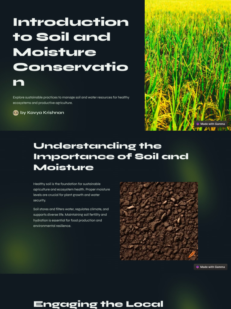 Soil and Moisture Conservation Guide | PDF | Agriculture | Soil
