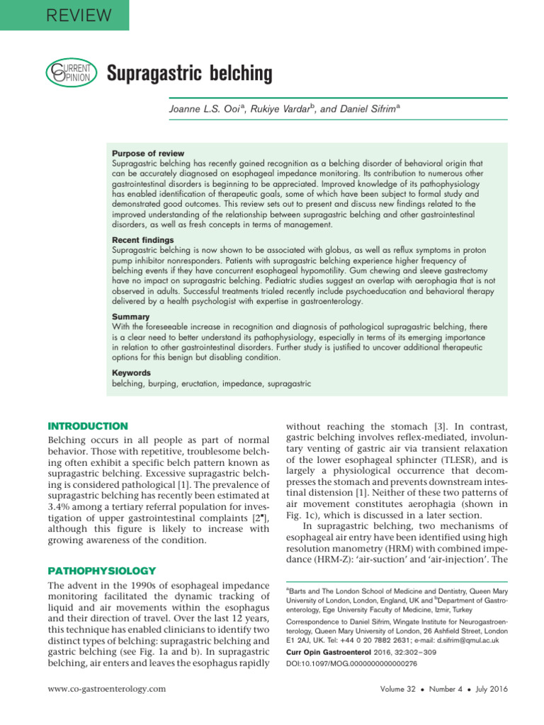 Supragastric Belching.10 | PDF | Gastroesophageal Reflux Disease ...