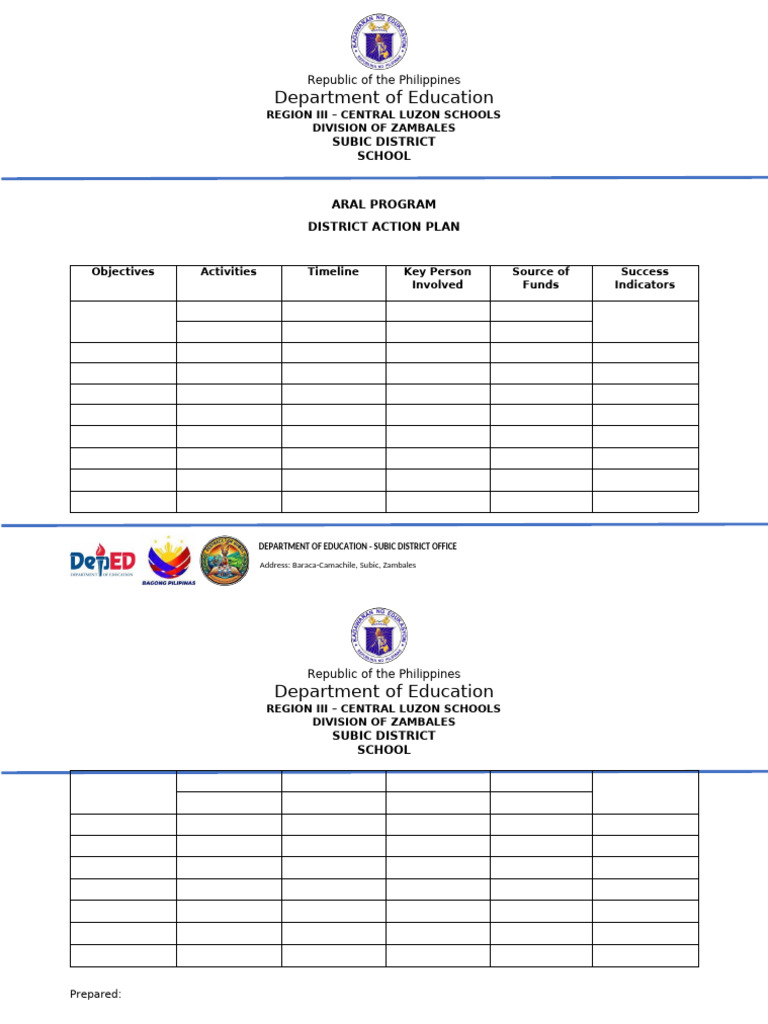 Aral Program Action Plan | PDF