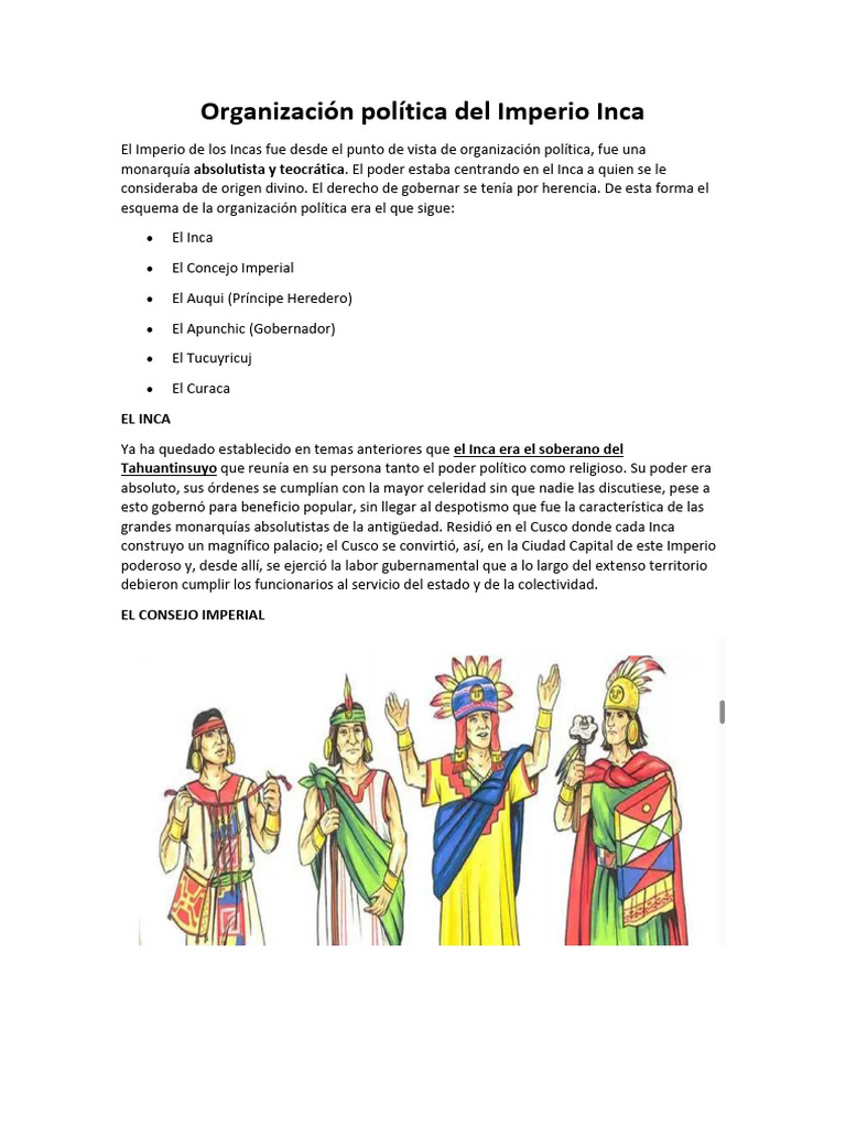Organización Política Del Imperio Inca | PDF | Imperio Inca | Francisco ...