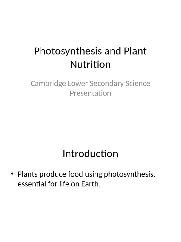 Photosynthesis and Plant Nutrition Guide | PDF