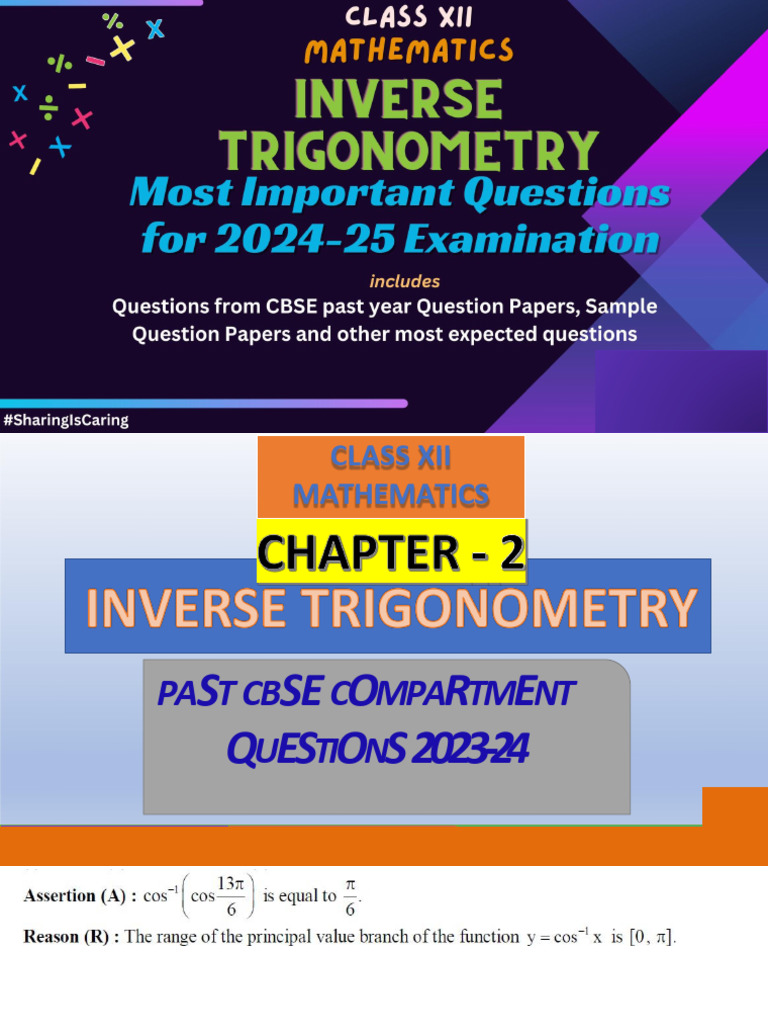 Class XII Inverse Trigonometry Questions | PDF | Schools | Educational ...