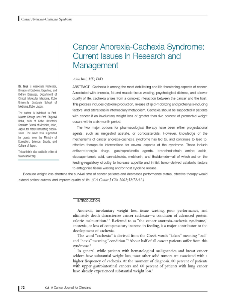 CA A Cancer J Clinicians - March April 2002 - Inui - Cancer Anorexia ...