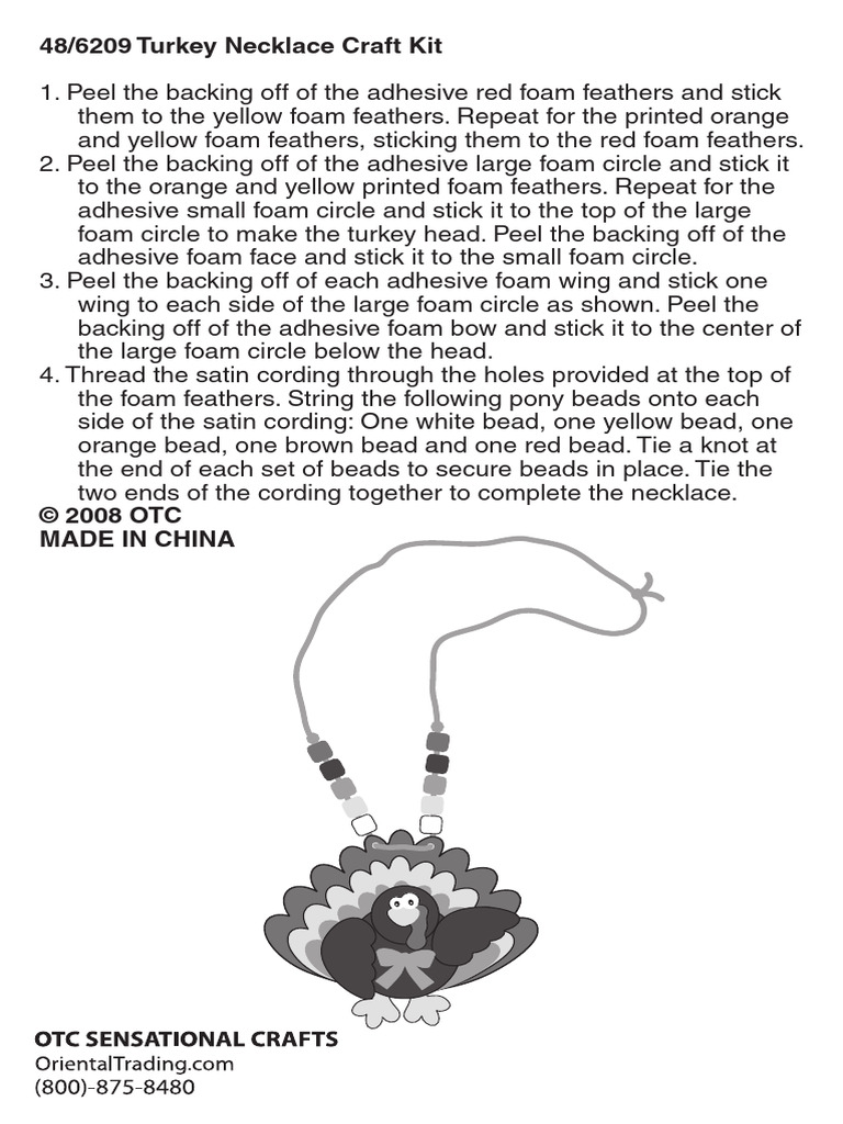 48/6209 Turkey Necklace Craft Kit | PDF