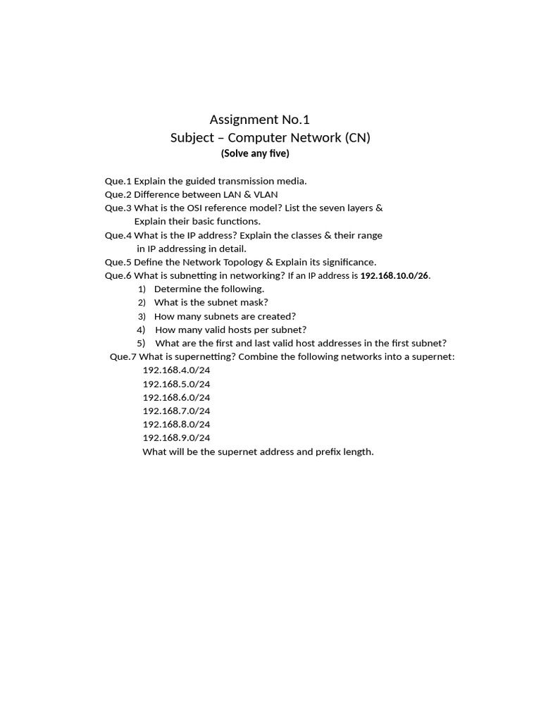 CN Assignment | PDF