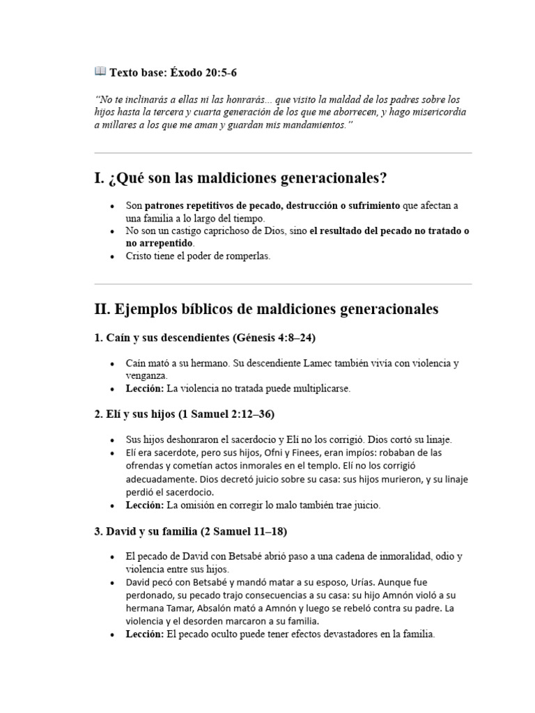 Rompiendo Maldiciones Generacionales | PDF | Pecado | David