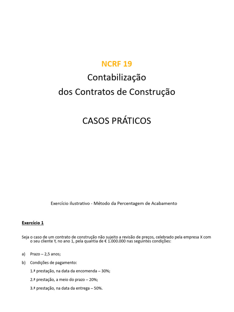 Aula 8 - NCRF 19-Casos Práticos-Ex.1 | PDF