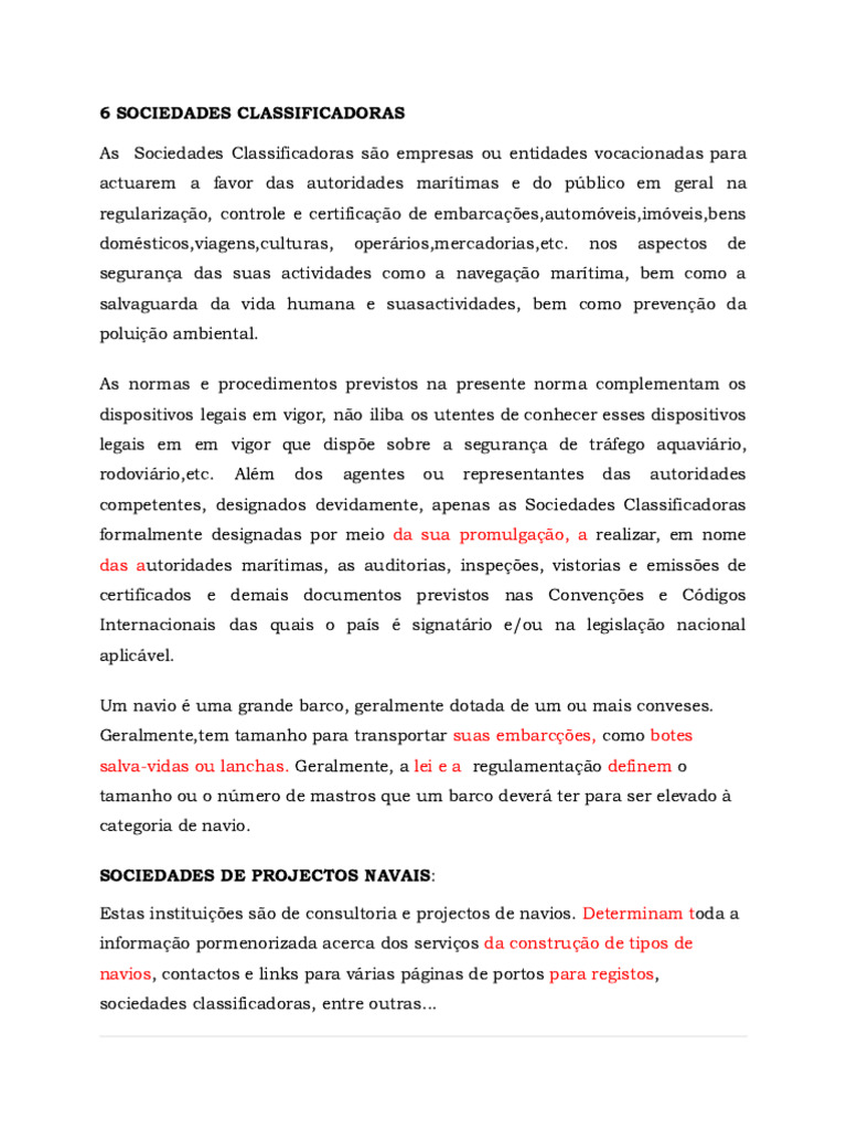 Sociedades Classificadoras e Certificação | PDF | Navios