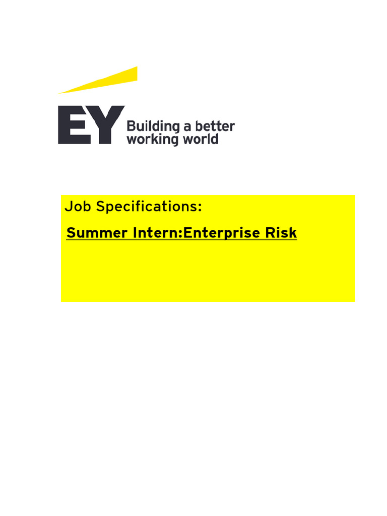 EY - Summer Intern-Enterprise Risk | PDF | Risk | Internet Of Things