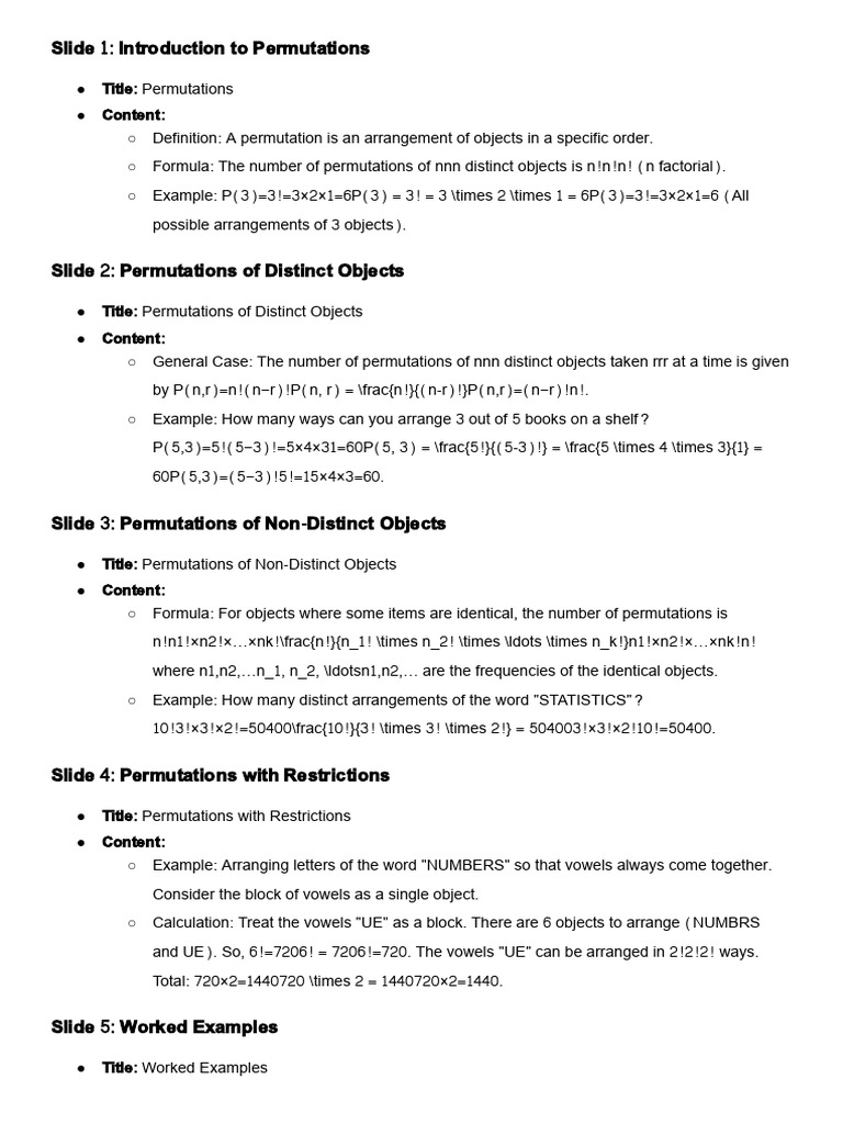 Permutations: Concepts and Examples | PDF | Permutation | Mathematical ...