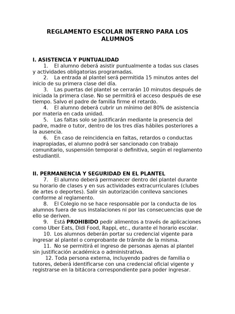 Reglamento para Alumnos Apodaca | PDF