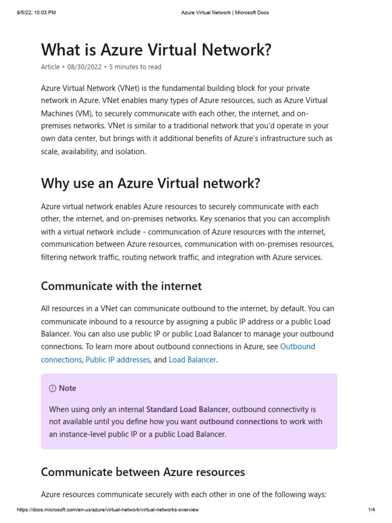 Overview of Azure Virtual Network | PDF | Computer Network | Virtual ...