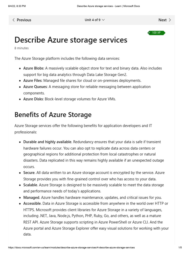 Azure Storage Services | PDF | Microsoft Azure | Computer Data Storage