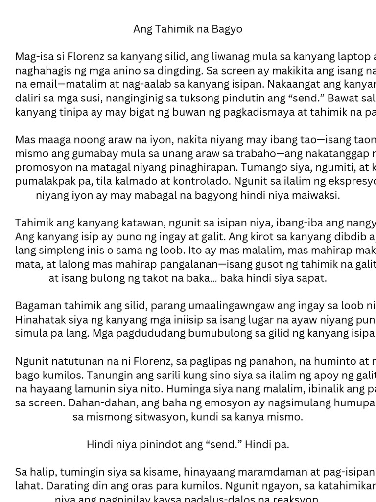 Ang Tahimik Na Bagyo Mag-Isa Si Florenz Sa Kanyang Silid, Ang Liwanag ...