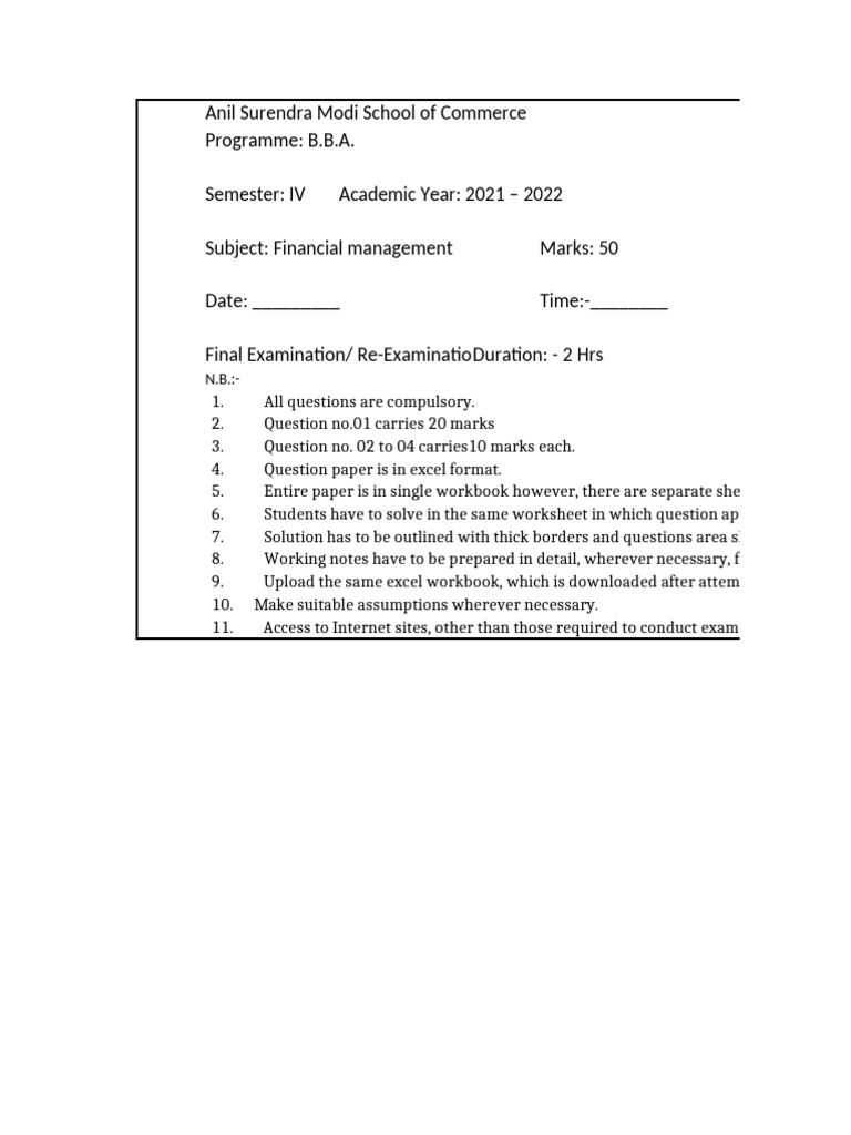 Financial Management Question Paper Set 2 GcXcOuJNaX | PDF | Capital ...