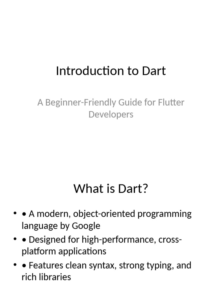 Introduction To Dart Presentation | PDF