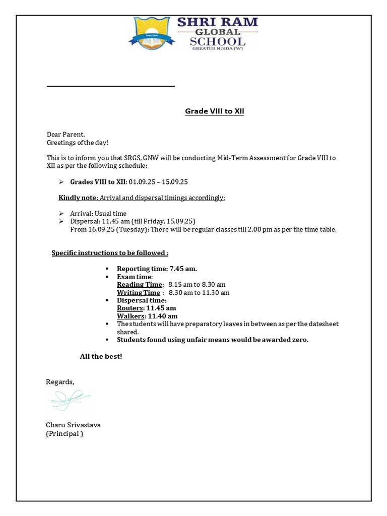 Circular 051, Mid-Term Assessment Schedule (2025-26) | PDF