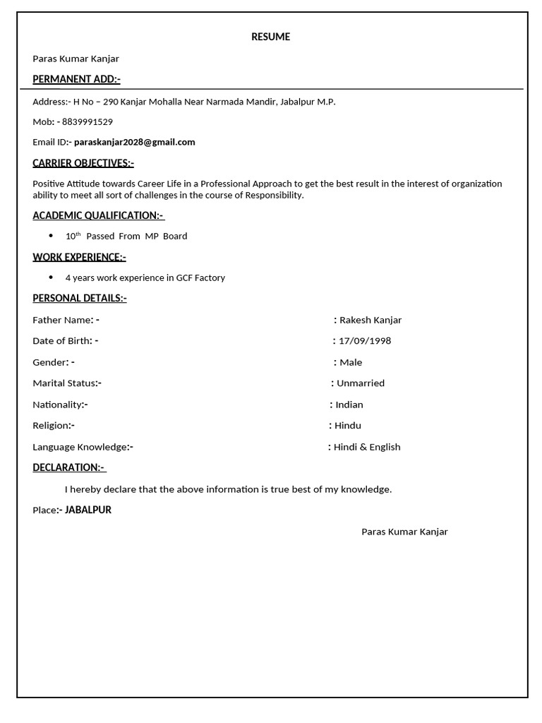 Simple Resume | PDF