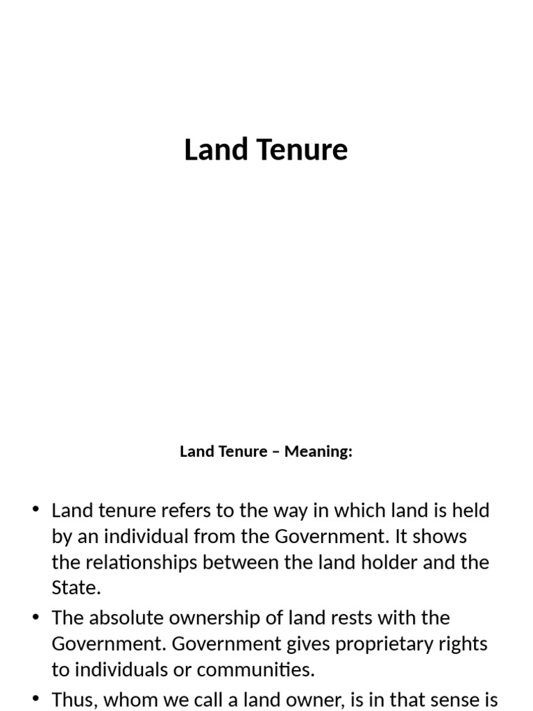 Overview of Land Tenure in India | PDF