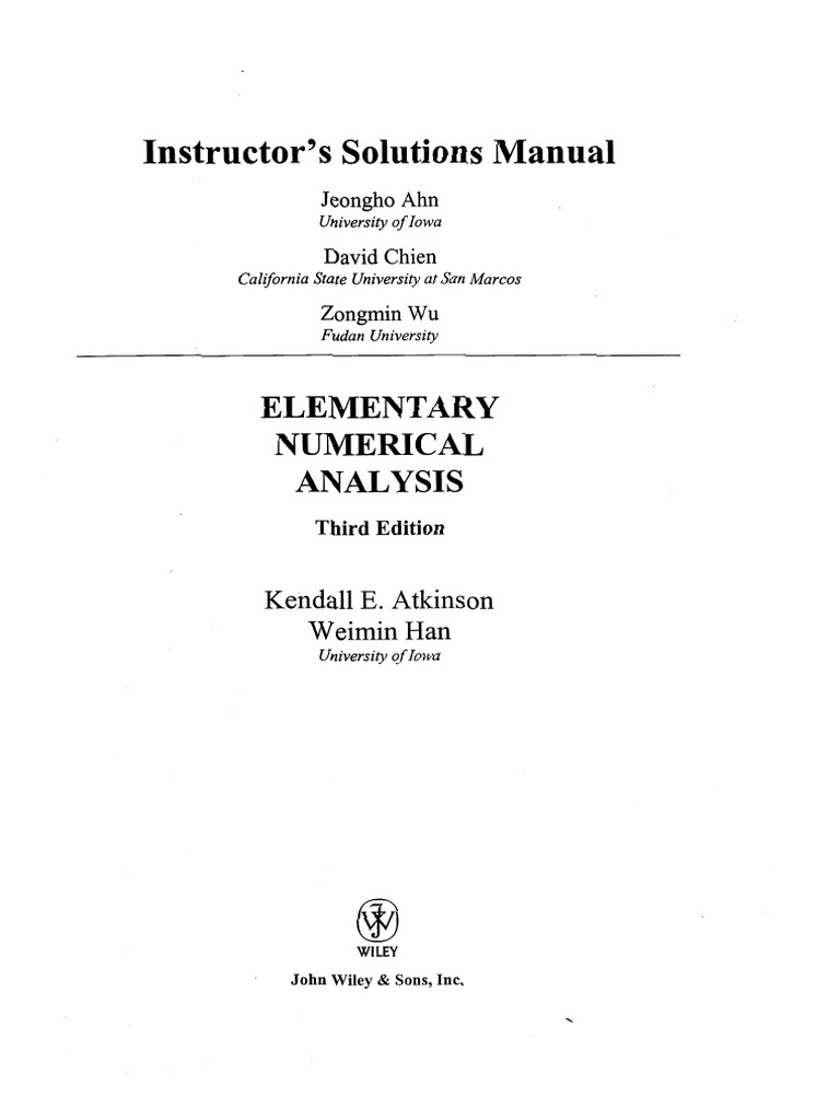 Elementary Numerical Analysis Solution | PDF