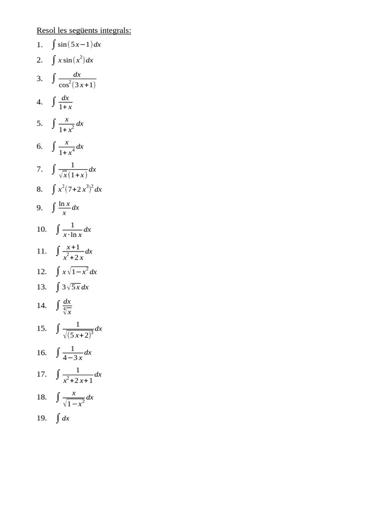 01 Integrals | PDF