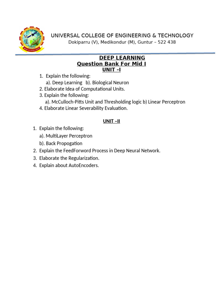 DL Mid-I Question Bank R23 III I | PDF
