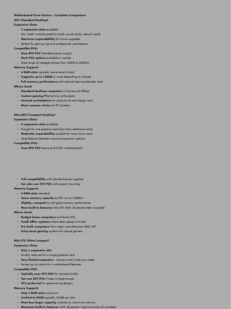 Motherboard Form Factors | PDF | Desktop Computer | Personal Computers