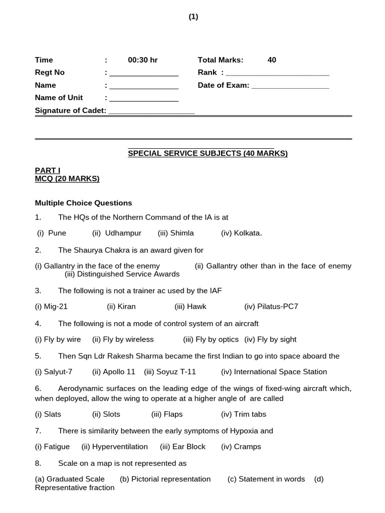 IAF Exam MCQs and Fill-in-the-Blanks | PDF | Aviation | Aircraft