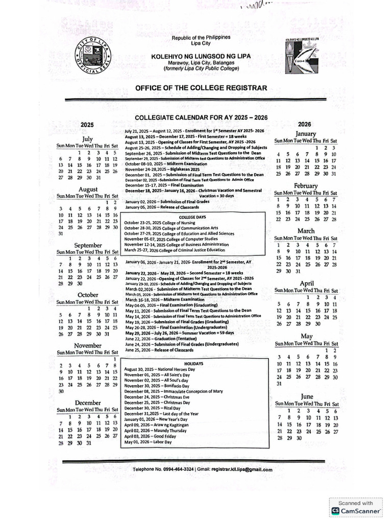 Collegiate Calendar 2025 2026 | PDF