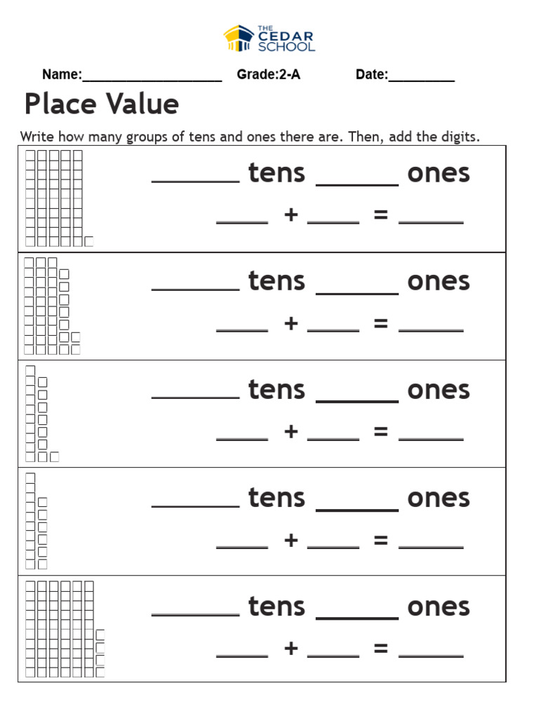 Place Value Worksheet for Grade 2 | PDF