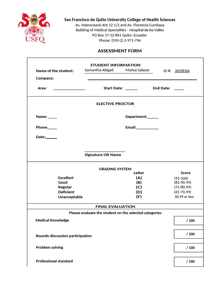 Elective Grading Template | PDF