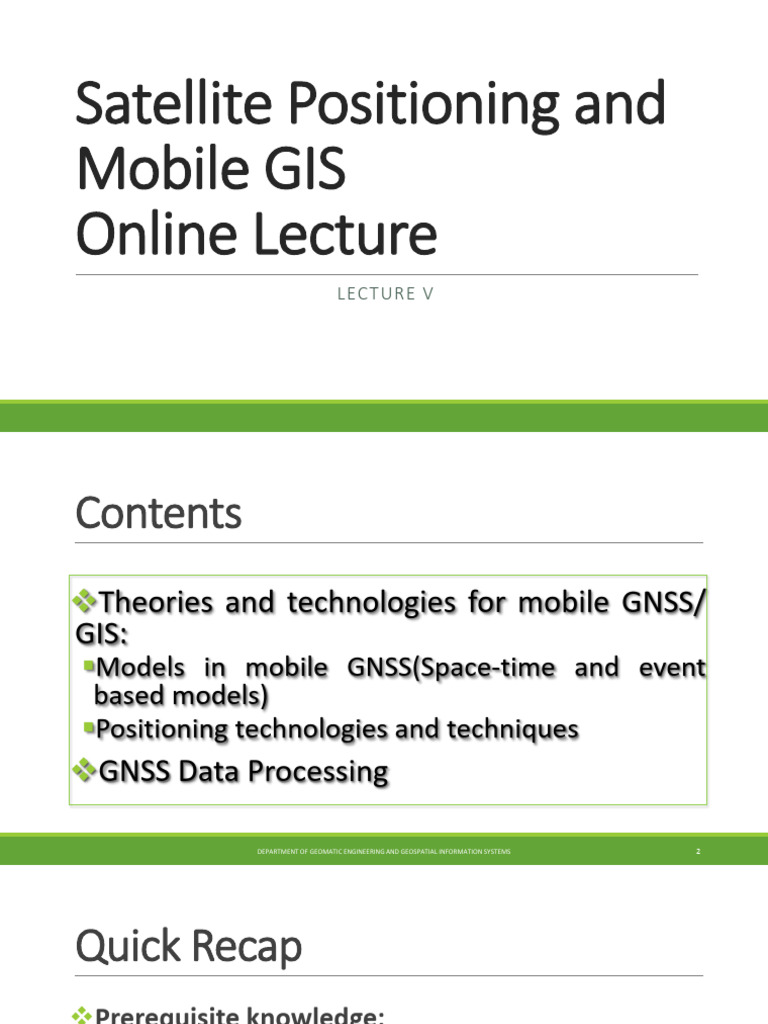 Satellite Positioning and Mobile GIS - EGS2409 - Lecture - 5 | PDF ...