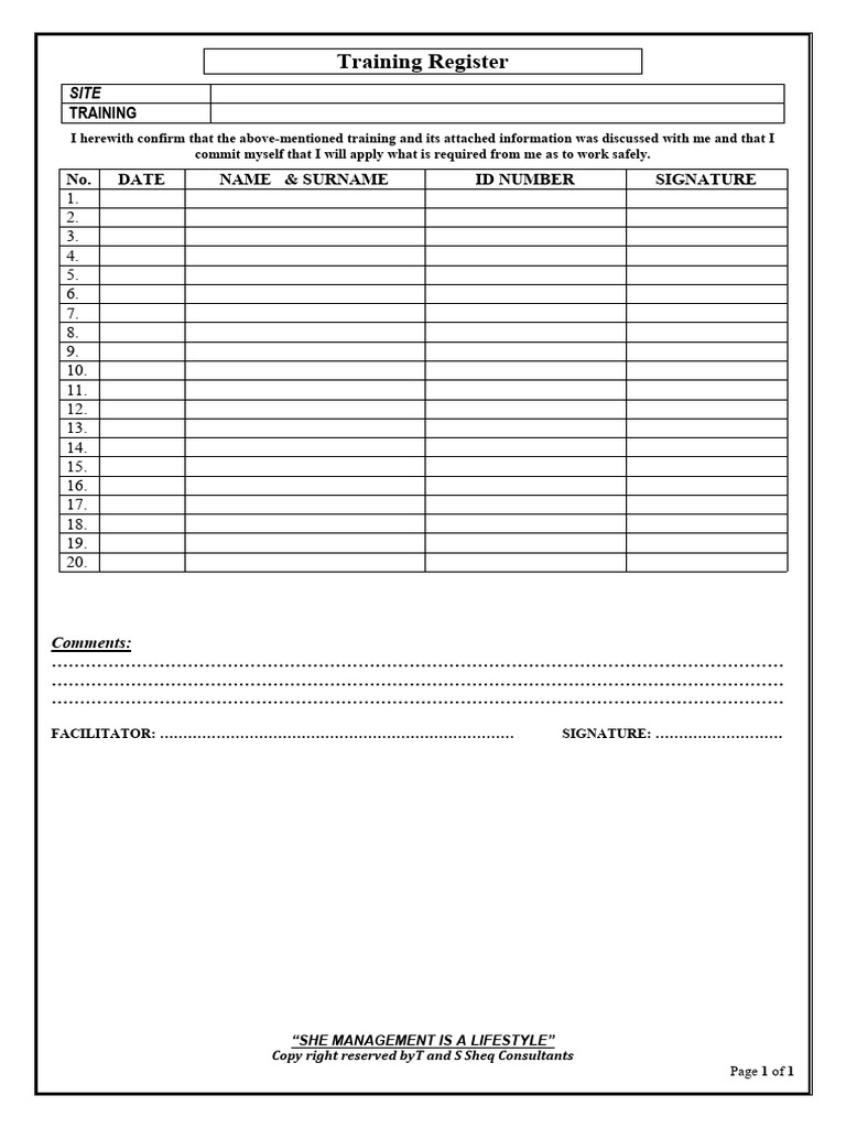 Training Register | PDF