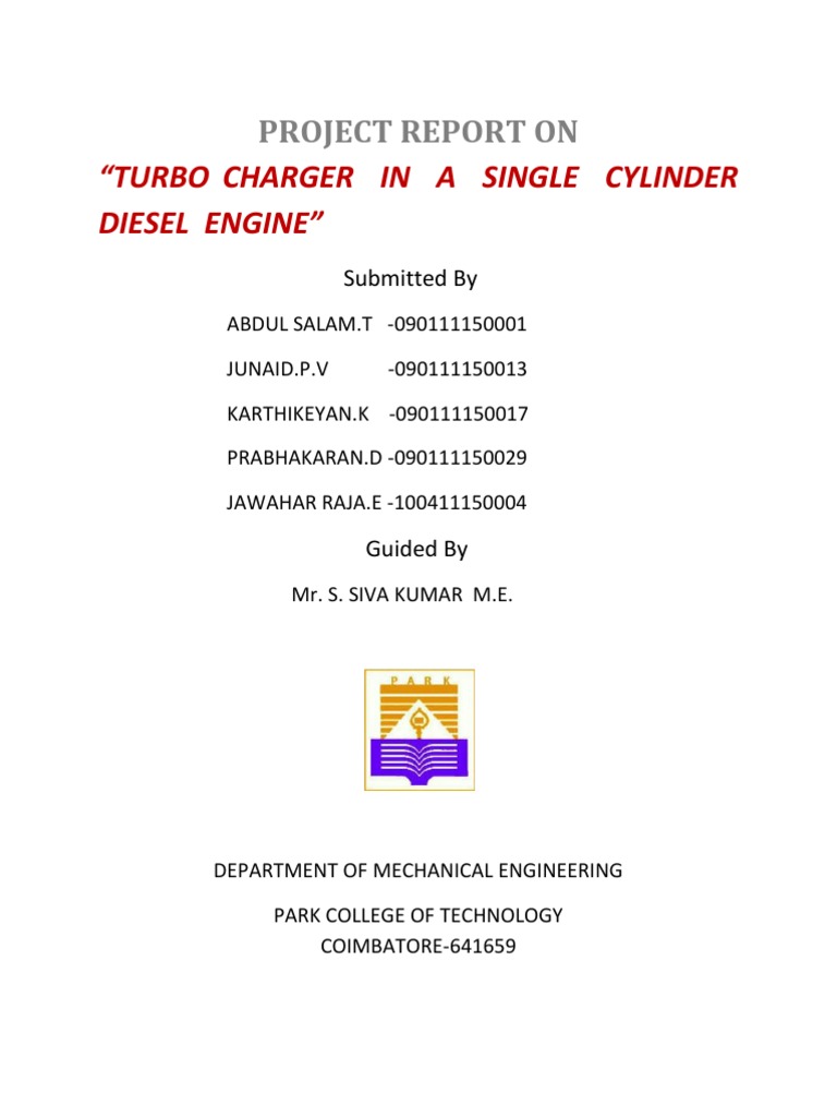 Turbocharger in Single Cylinder Diesel Engine | PDF | Turbocharger ...