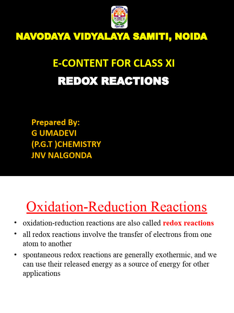 Understanding Redox Reactions in Chemistry | PDF | Redox | Chemical ...