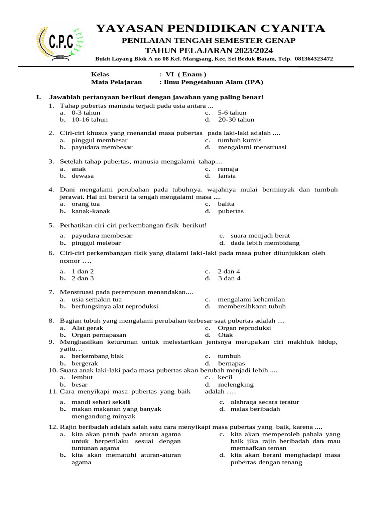 Mid Ipa Kelas 6 Ok 2024 | PDF