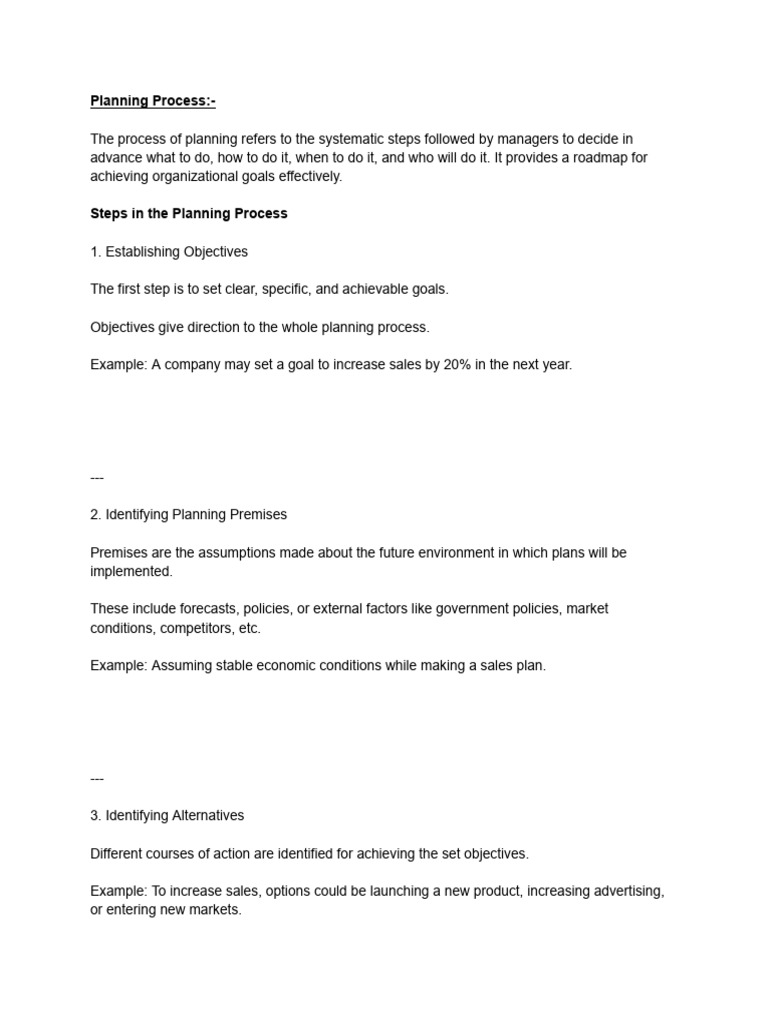 Planning Process | PDF