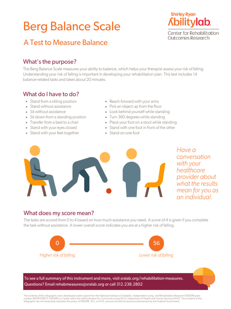 Berg Balance Scale Overview and Scoring | PDF