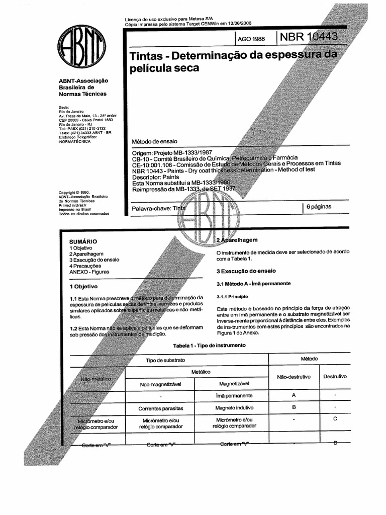 NBR-10443 - 1988 - Tintas - Determinação Da Espessura Da Película Seca ...
