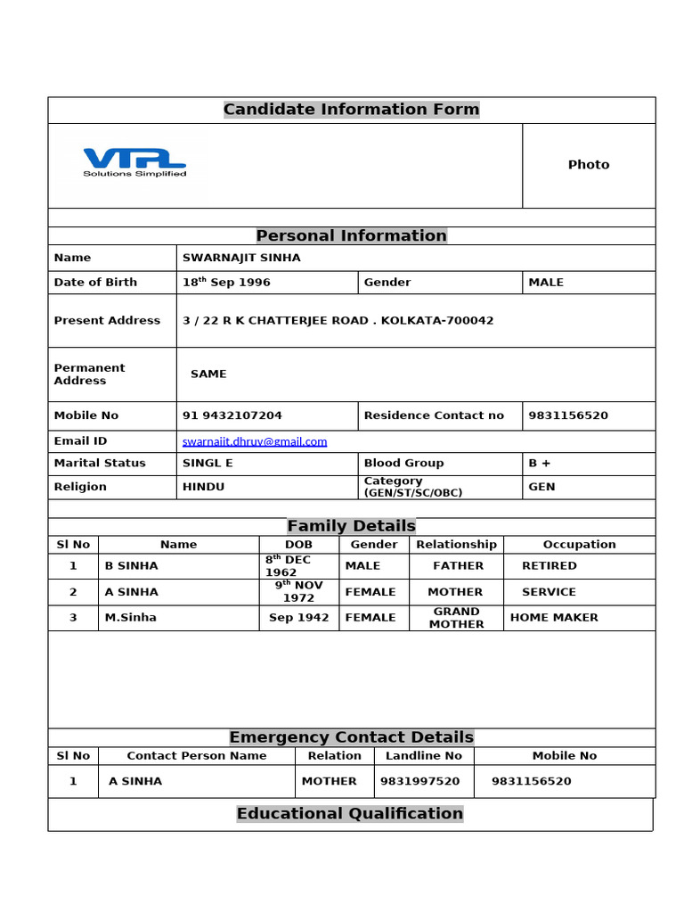 Candidate Information Form | PDF | Criminal Law | Crimes