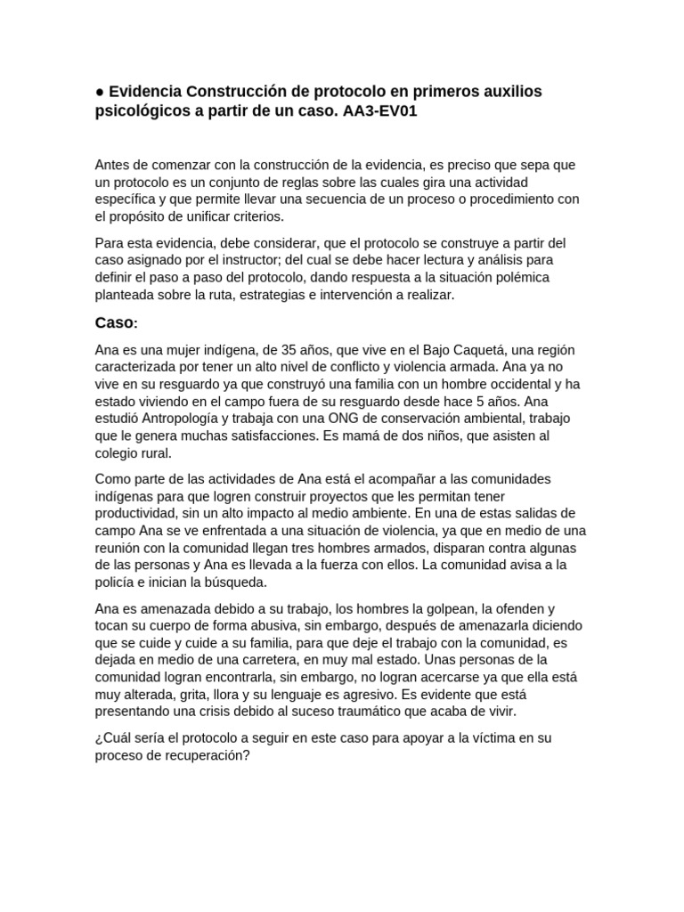 Construcción de Protocolo en Primeros Auxilios Psicológicos A Partir de ...
