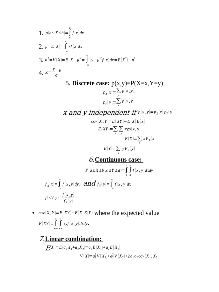 Formula Sheet Exam 2 | PDF | Estimation Theory | Statistical Inference