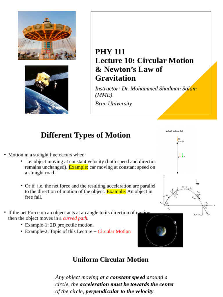 Lecture 10 + 11 + 12 - Circular Motion and Gravity | PDF | Acceleration ...