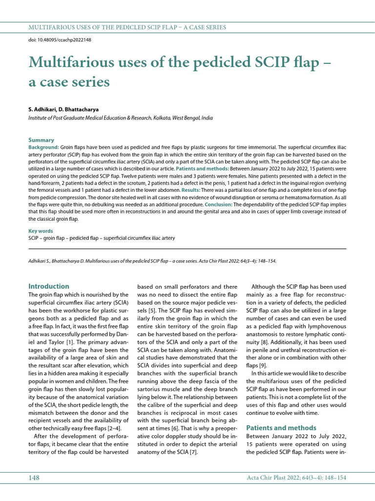 Pedicled SCIP Flap: Case Series Insights | PDF