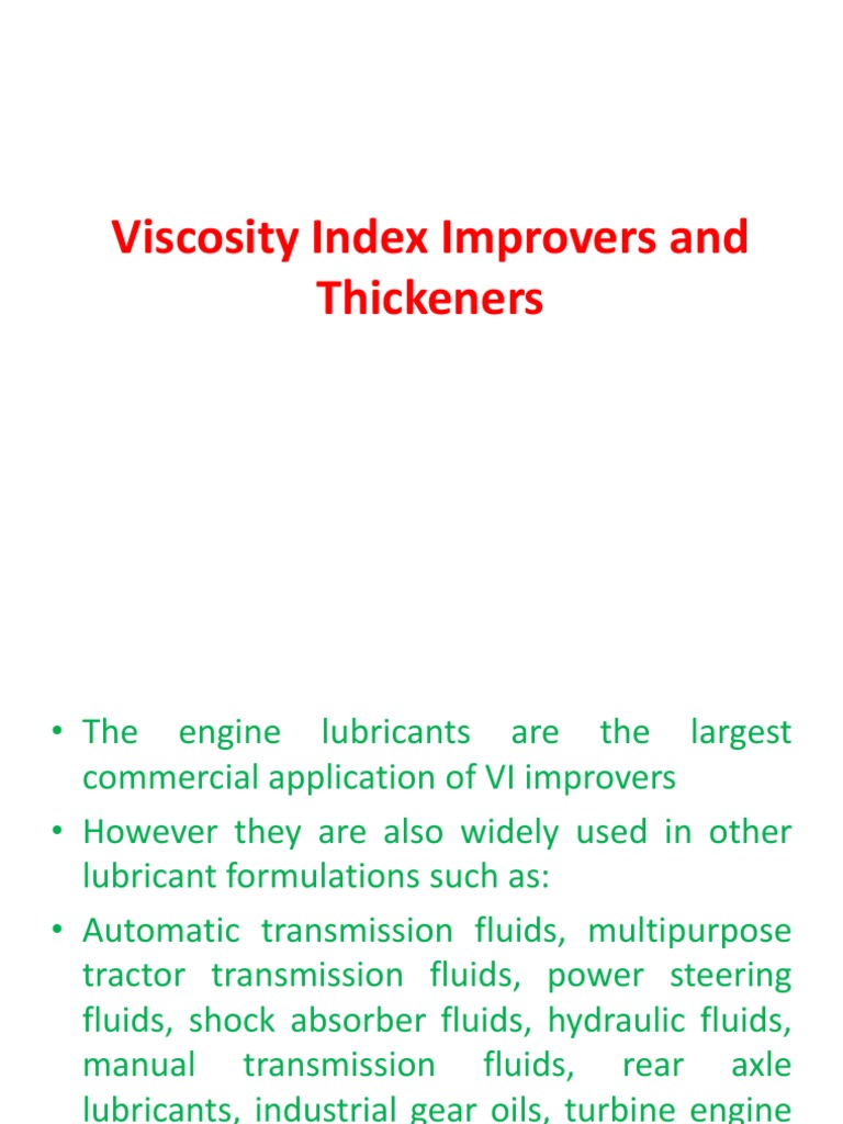 Viscosity Index Improvers and Thickeners | PDF | Polymerization | Polymers